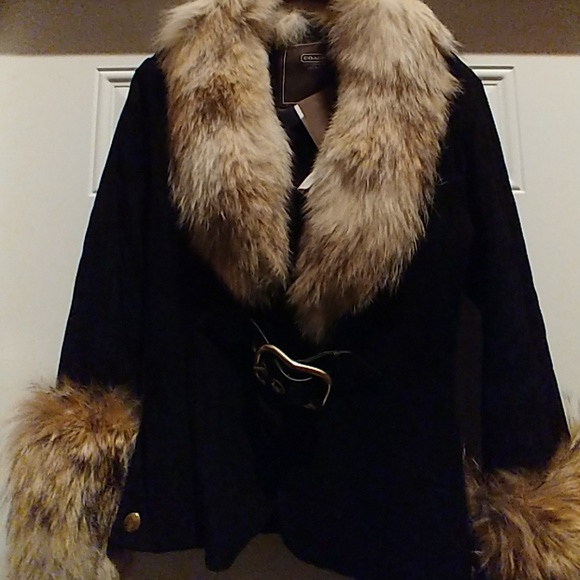 Coach | Jackets & Coats | Authentic Coach Suede Jacket With Fur Trim ...